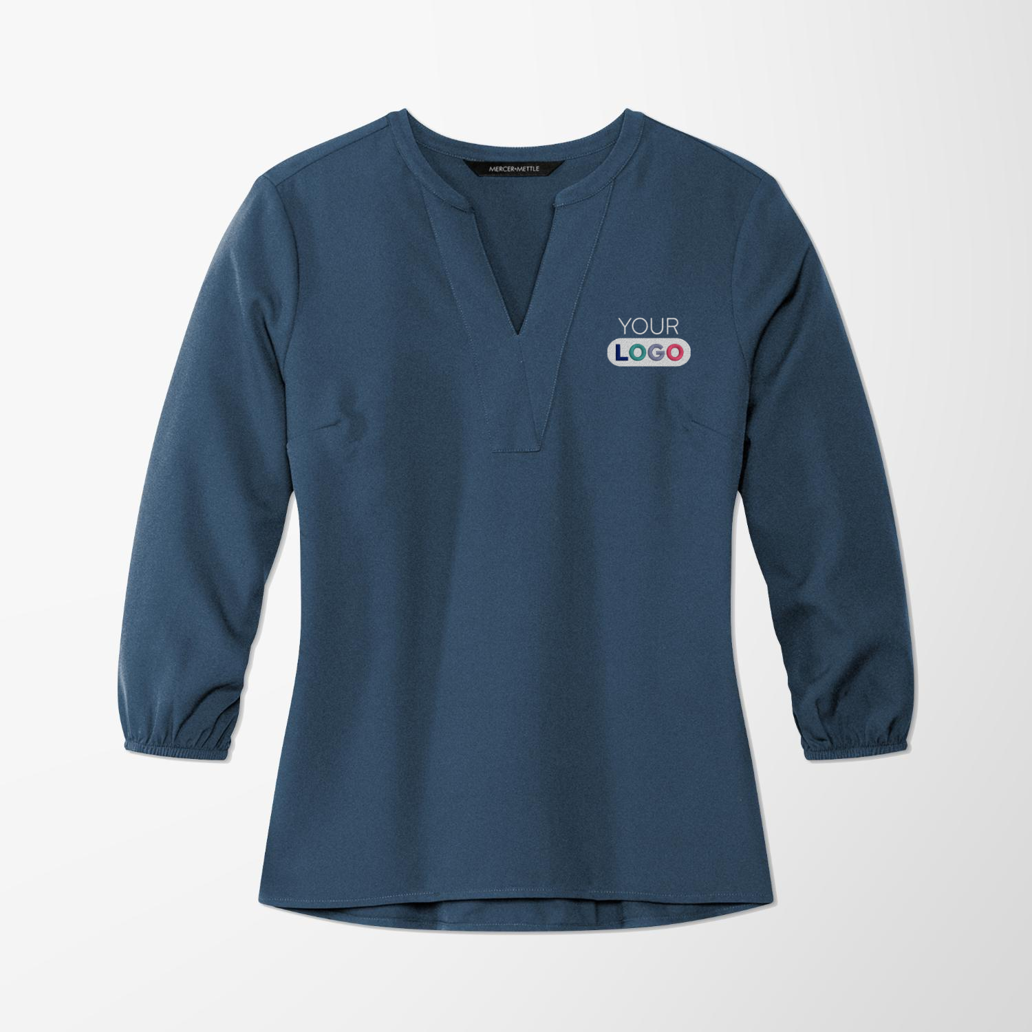 Custom Mercer+Mettle® Women's 3/4-Sleeve Stretch Crepe Blouse | Pens.com