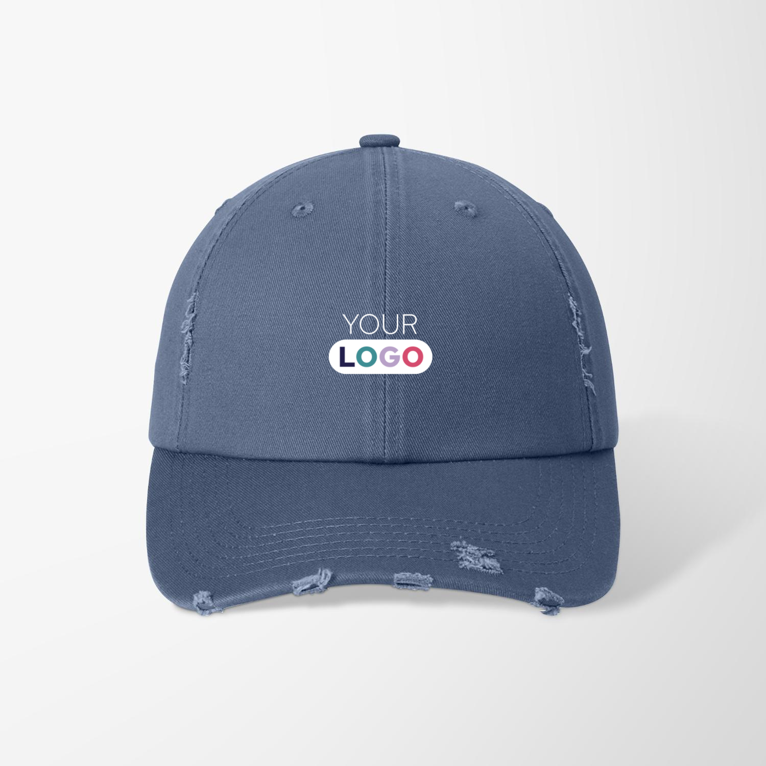 Custom District ® Cotton Twill Distressed Cap | Pens.com