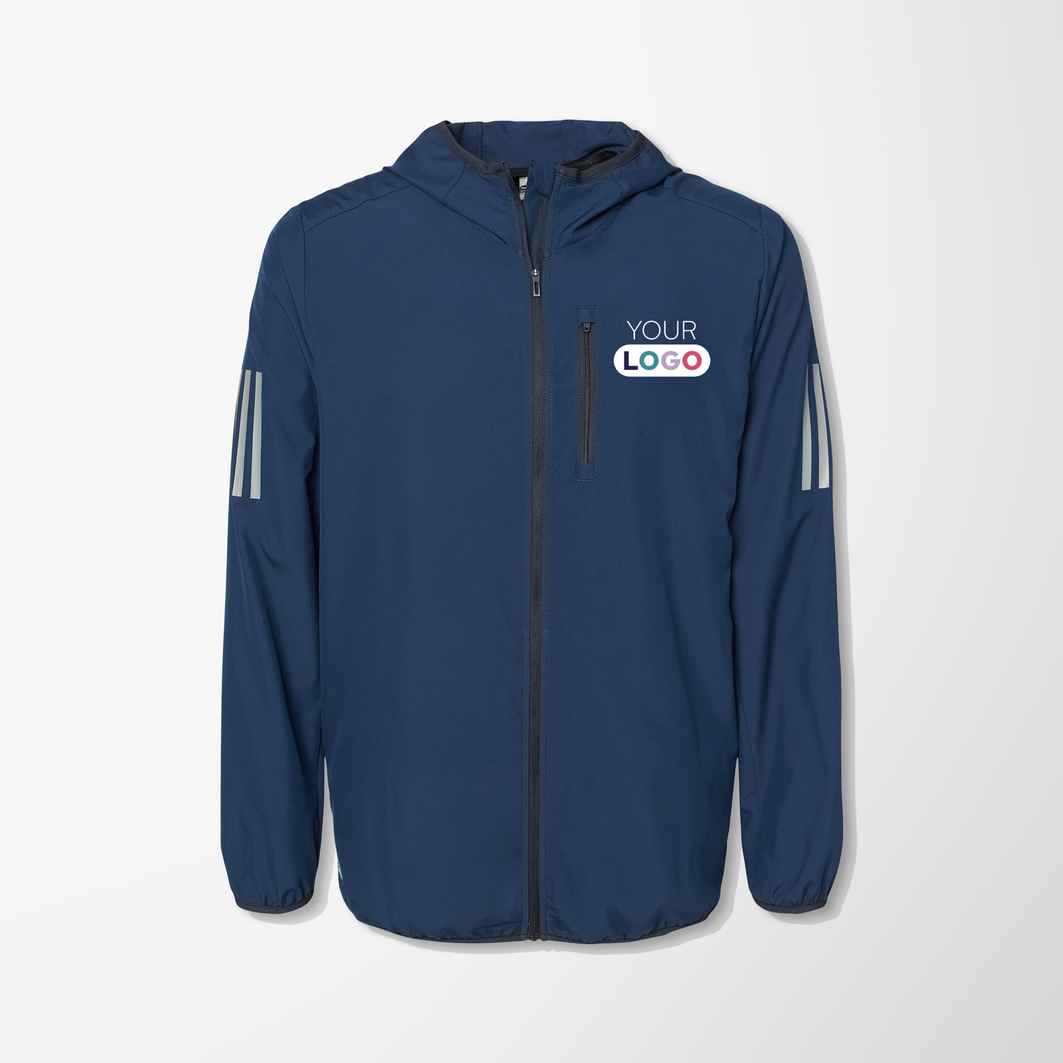 Custom adidas® Hooded Full-Zip Windbreaker | Pens.com